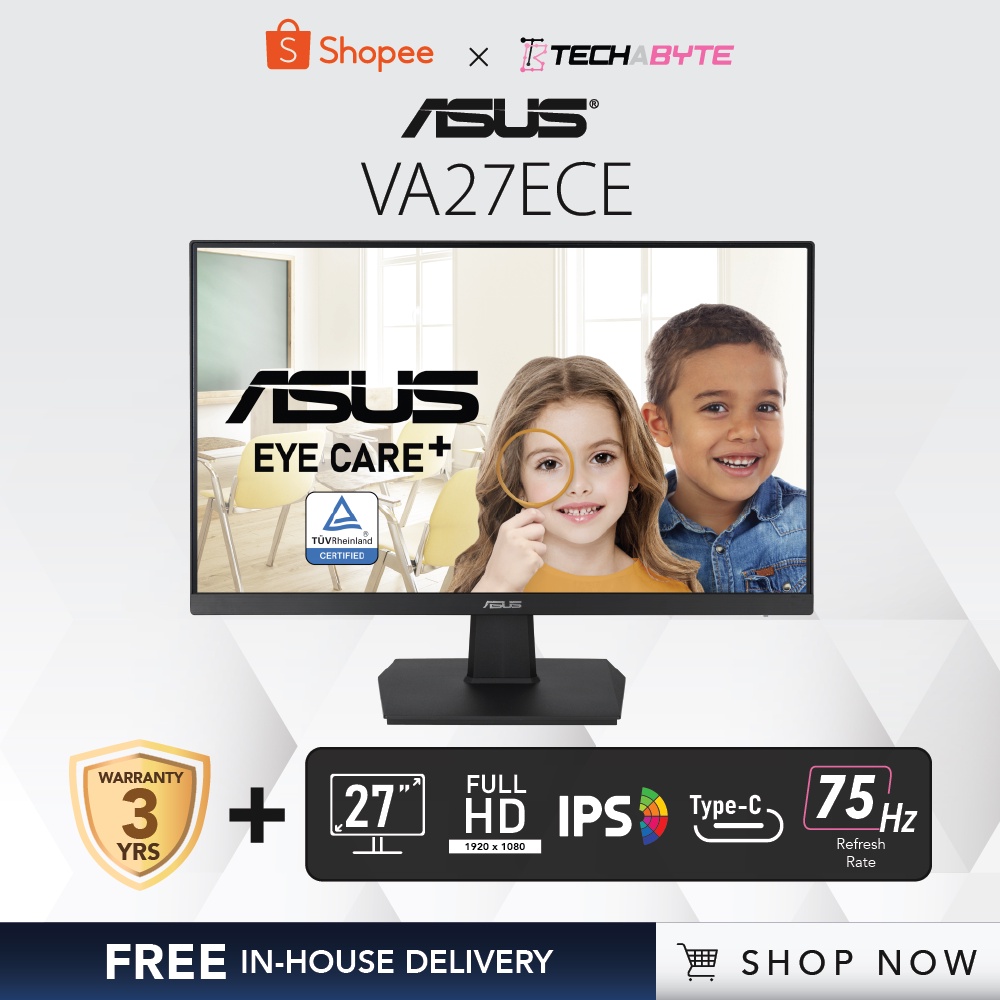 ASUS VA27ECE | 27" Full HD IPS Frameless Eye Care Monitor | Shopee ...