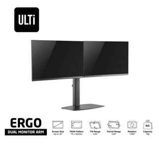 ULTi Ergo Dual Free Standing Monitor Mount Desk Stand, Spring Height ...