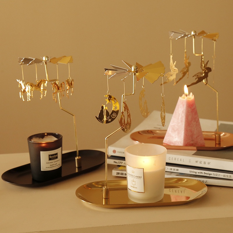 Rotating Candlestick Candle Holder Candle Stand Carousel Rotating ...