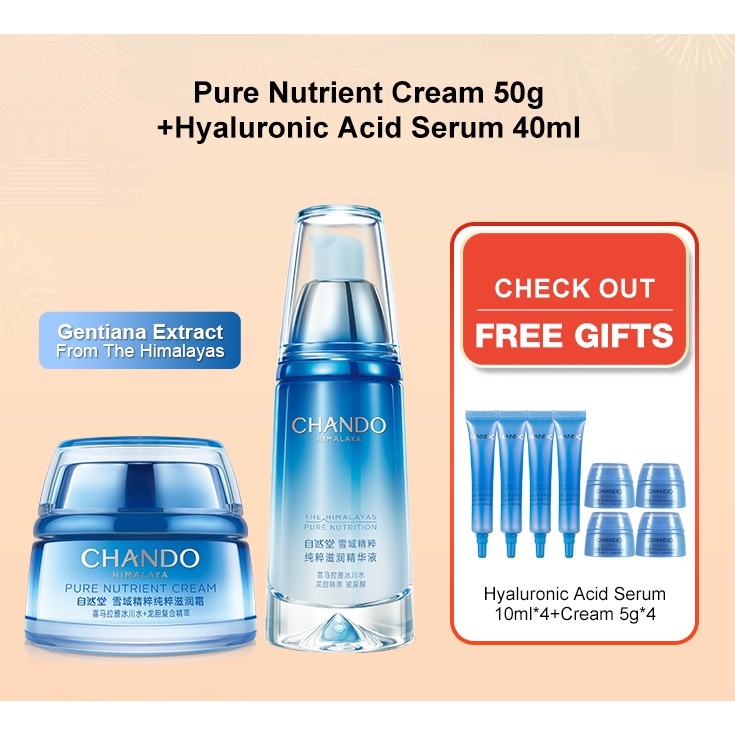 CHANDO Himalaya 自然堂 Pure Nutrient Glacier Water Cream 50g + Serum 40ml ...