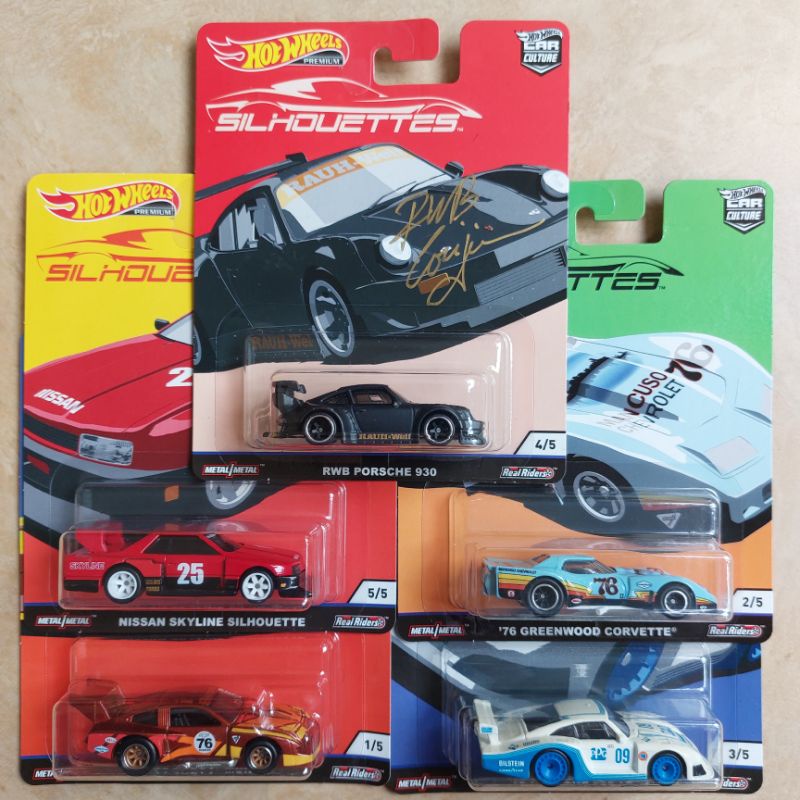 Hot Wheels Silhouettes SET Porsche, RWB signed Coujin Nissan Skyline ...