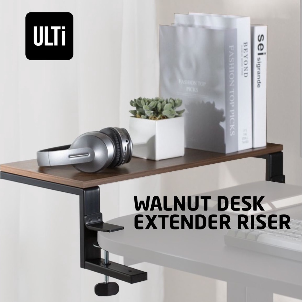 ULTi Walnut Monitor Riser & Extender | Clamp-on or Free-standing ...