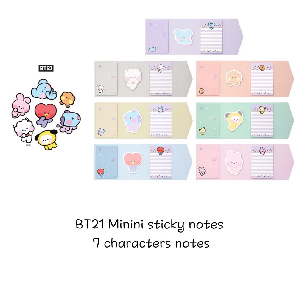 BT21 Minini sticky notes 7 characters notes | Shopee Singapore