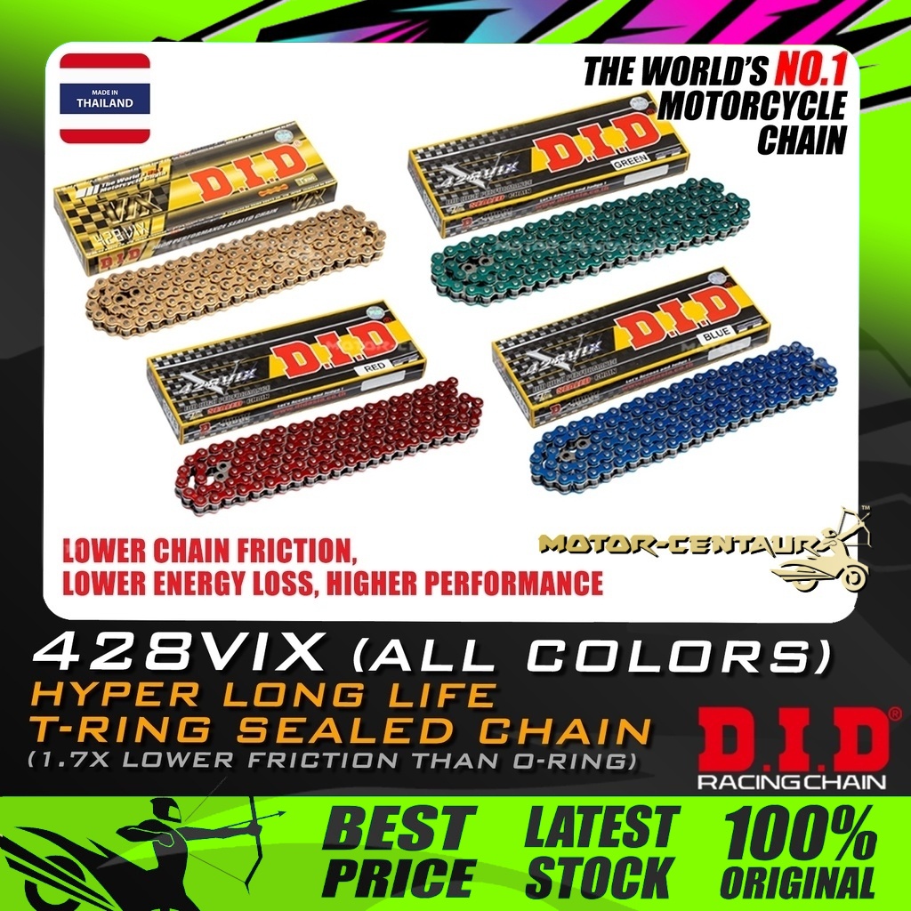 RANTAI DID T-RING SEALED CHAIN 428 VIX 114L,122L,124L,132L RS150R ...