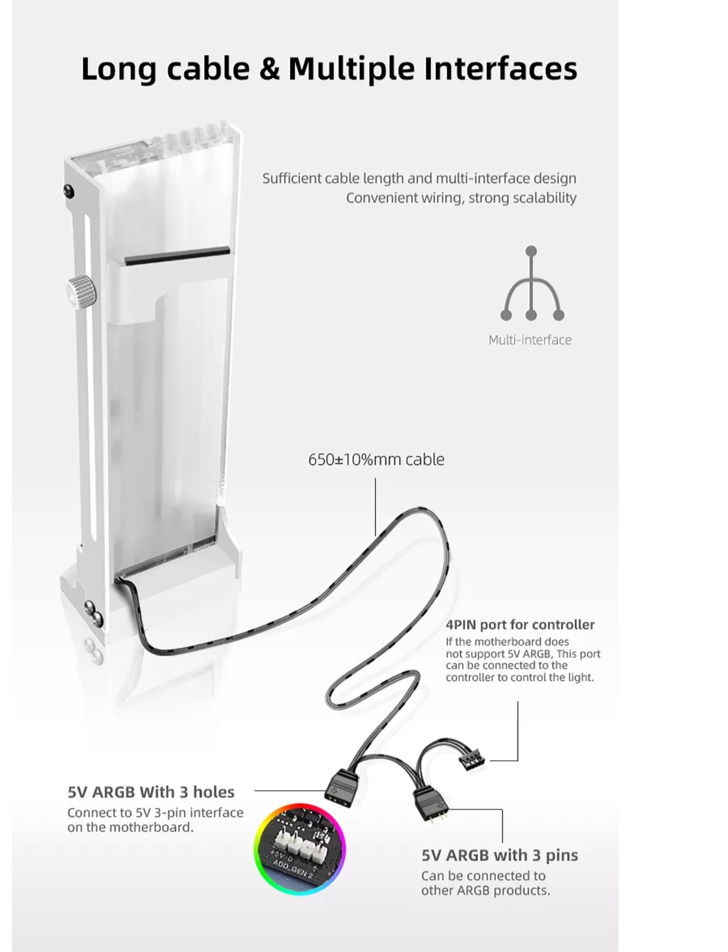 COOLMOON CM-GH2 GPU Holder GPU Stand 5V ARGB SYNC Vertical graphics ...