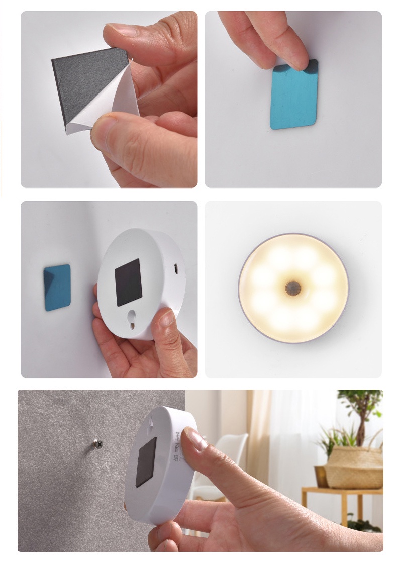 Sensor Night Light USB Rechargeable Wireless Body Induction Lamp Motion ...