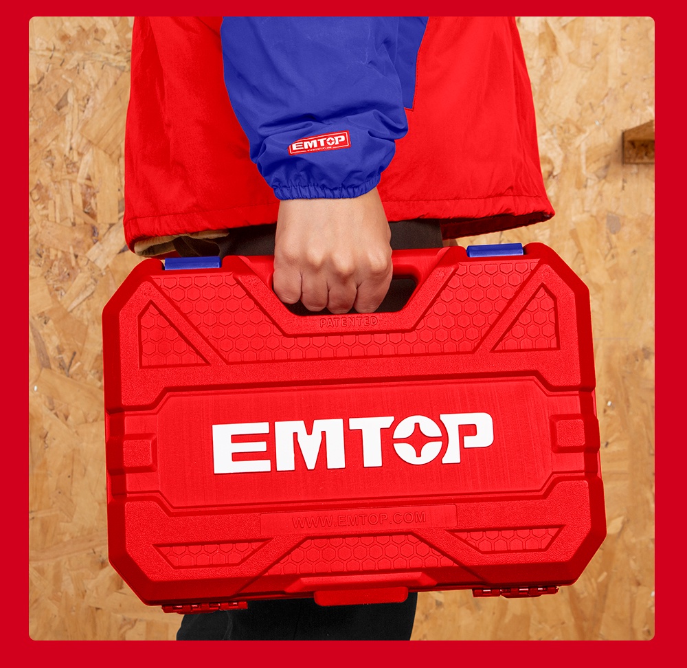 EMTOP 25 Pcs CR-V 1/2" Socket Set With Ratchet Wrench Extension Bar ...