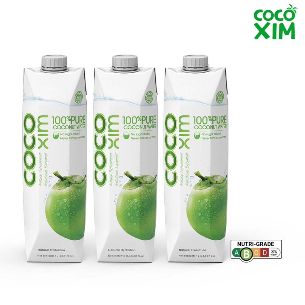 [COCOXIM] Pure Coconut Water 1L - Bundle of 3 - 100% Natural Coconut ...