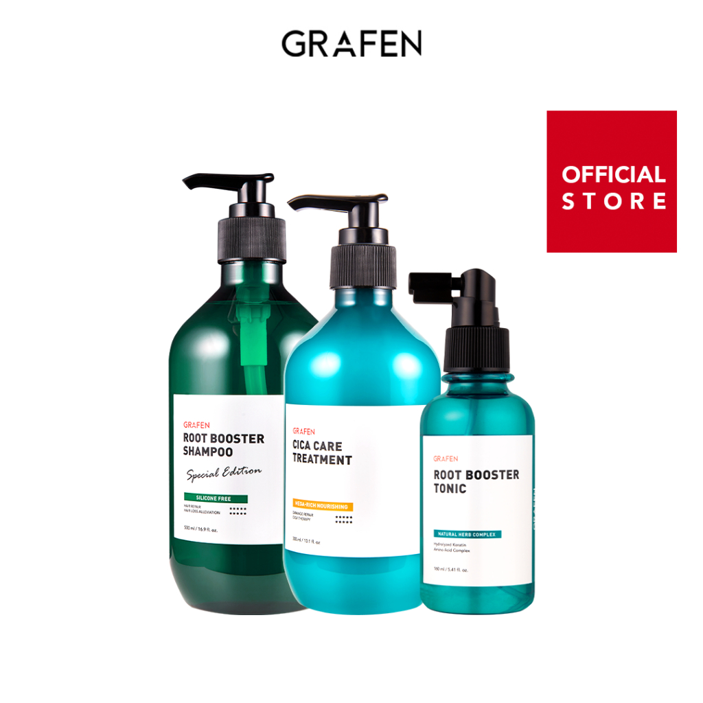 [GRAFEN] Root Booster Shampoo 500ml + Root Booster Tonic 160ml + Cica ...