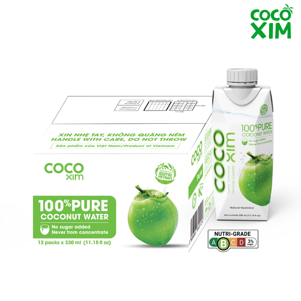 [COCOXIM] Pure Coconut Water 330ml - Bundle of 12 - 100% Natural ...