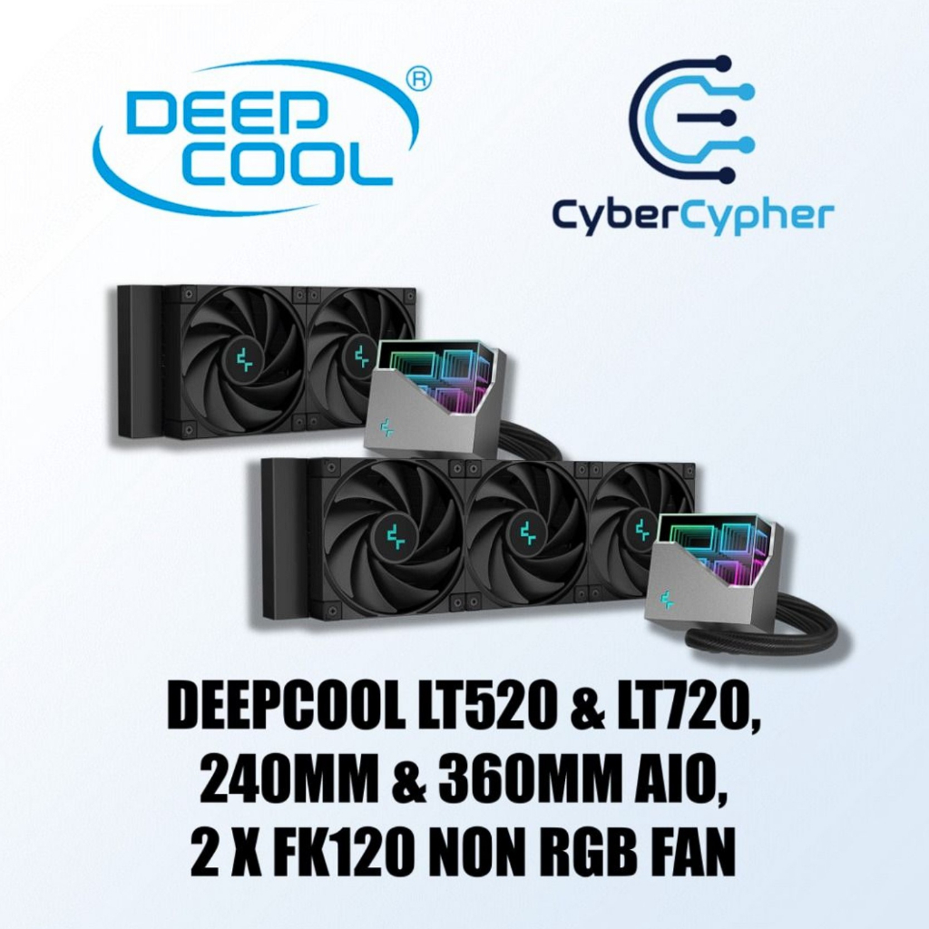 Deepcool LT520 & LT720, 240mm & 360mm AIO, 2 x FK120 Non rgb fan CPU ...