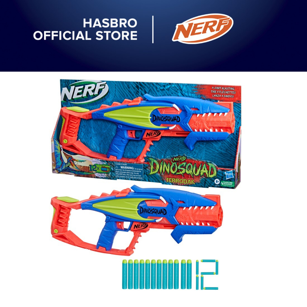 Nerf DinoSquad Terrodak, 12 Nerf Elite Darts, Dinosaur Design, 4 Dart ...