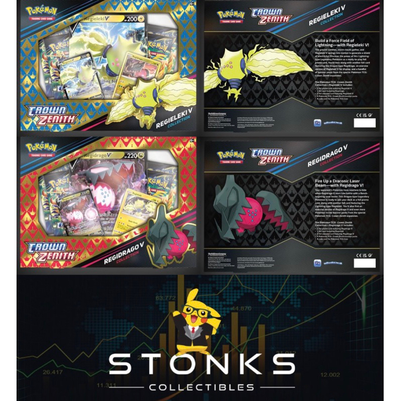 Pokemon TCG Crown Zenith V box Regieleki V box and Regidrago V box set ...