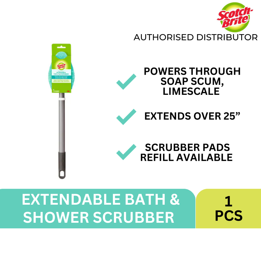 3M Scotch-Brite Shower & Bath Scrubber/ Non-Scratch Extendable Tub ...