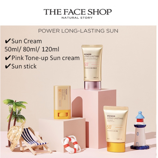 [The FACE Shop] Power Long-Lasting Sun Cream /Pink Tone-up Suncream ...
