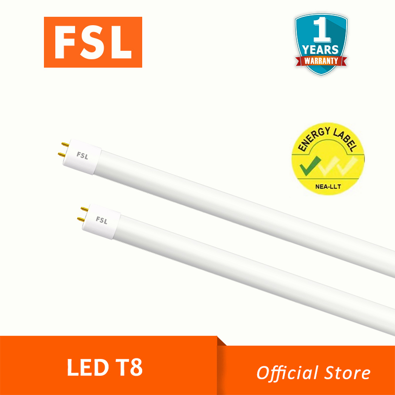 FSL T8 LED TUBE (double-ended connection) 9W / 18W / 22W / 26W / 30W (2ft 4ft) | Shopee Singapore