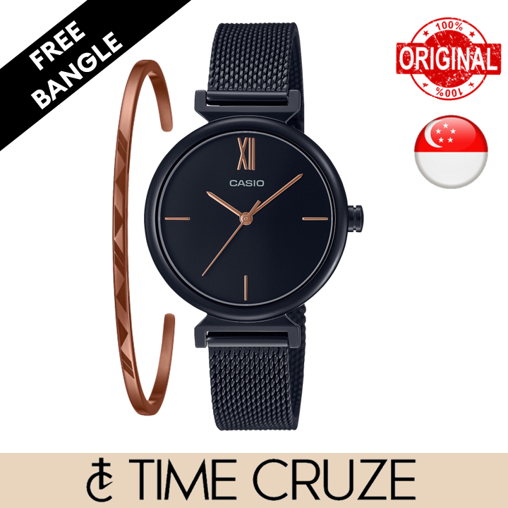 [Time Cruze] Casio LTP-2023 Analog Black Adjustable Mesh Band Women Watch LTP-2023VMB-1CDR LTP ...
