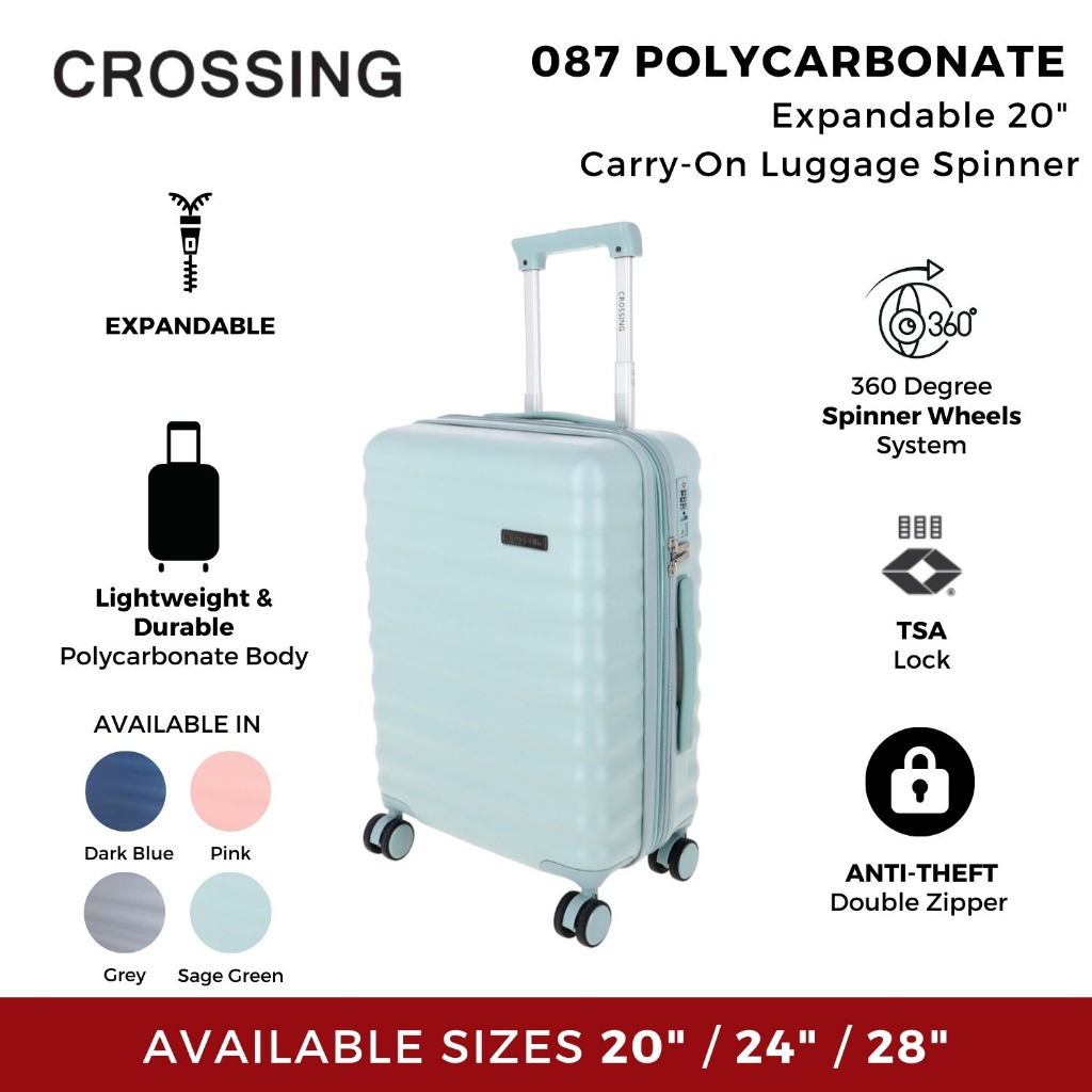 Crossing 087 Polycarbonate Expandable 20" Carry On Luggage Spinner ...