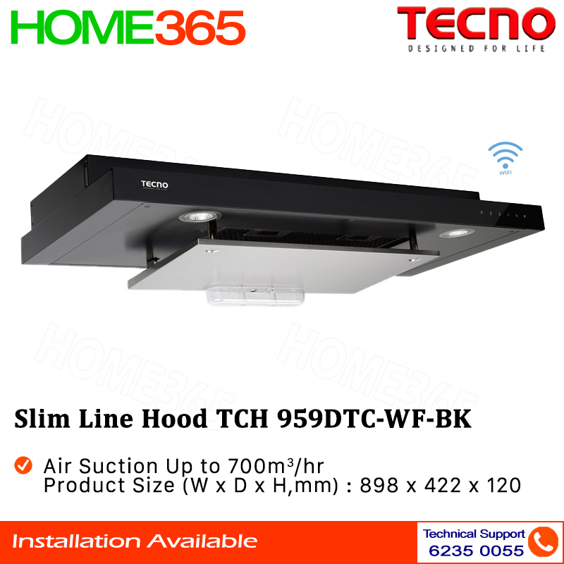 Tecno Slim Line Hood 90cm TCH 959DTC-WF-BK || TCH 959DTC BK | Shopee ...