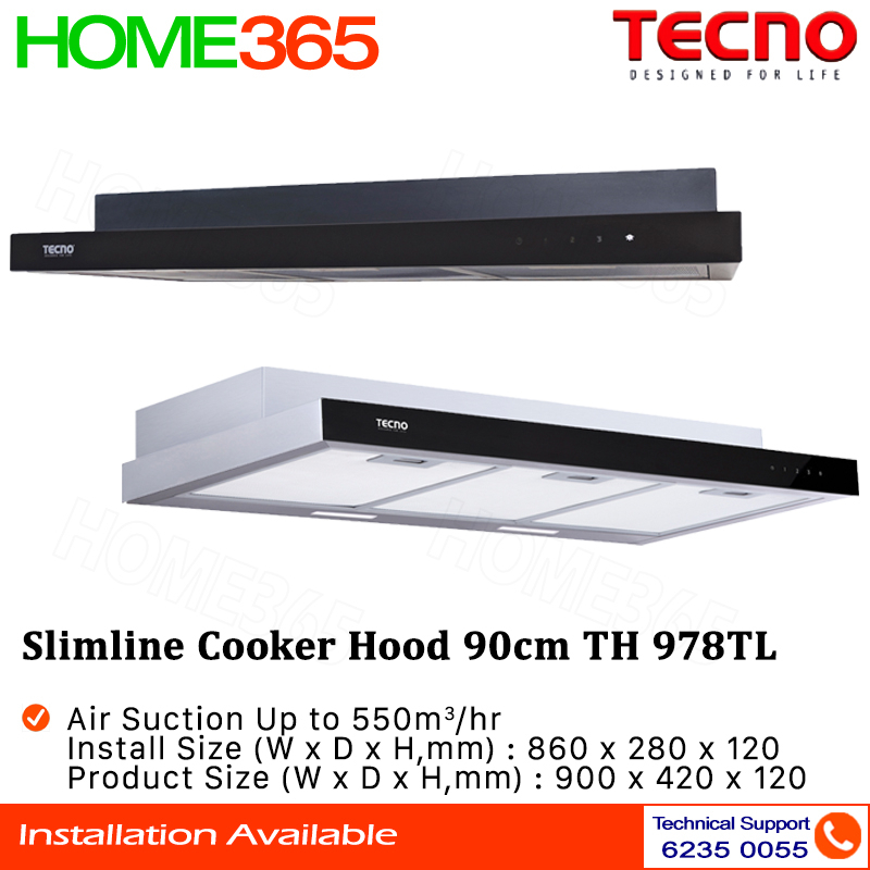 Tecno Slimline Cooker Hood 90cm TH 978TL | Shopee Singapore