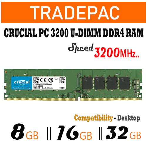 Crucial RAM 8GB/16GB/32GB DDR4 3200MHz CL22 Desktop Memory | Shopee Singapore