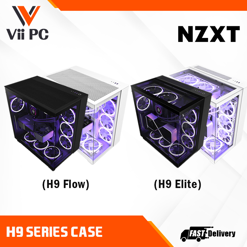 NZXT H9 Flow Dual-Chamber (4 non RGB fans)/H9 Elite Premium Dual ...