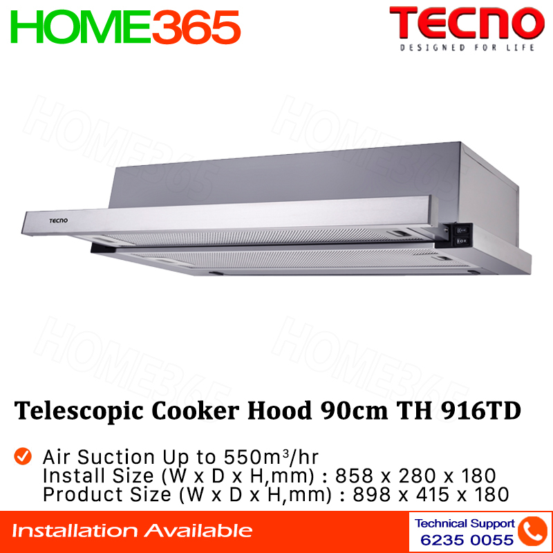 Tecno Telescopic Cooker Hood 90cm TH 916TD | Shopee Singapore