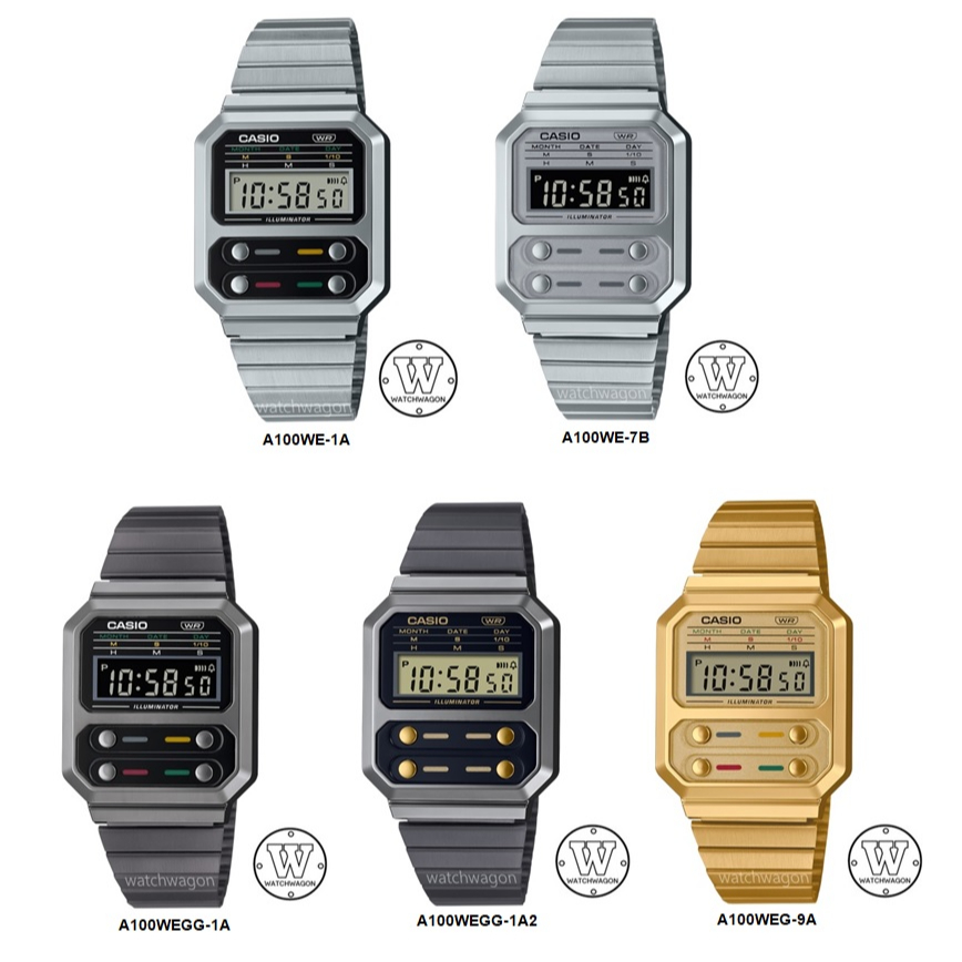 Casio A100 Series Unisex Retro Vintage Collection Digital Watch Steel ...