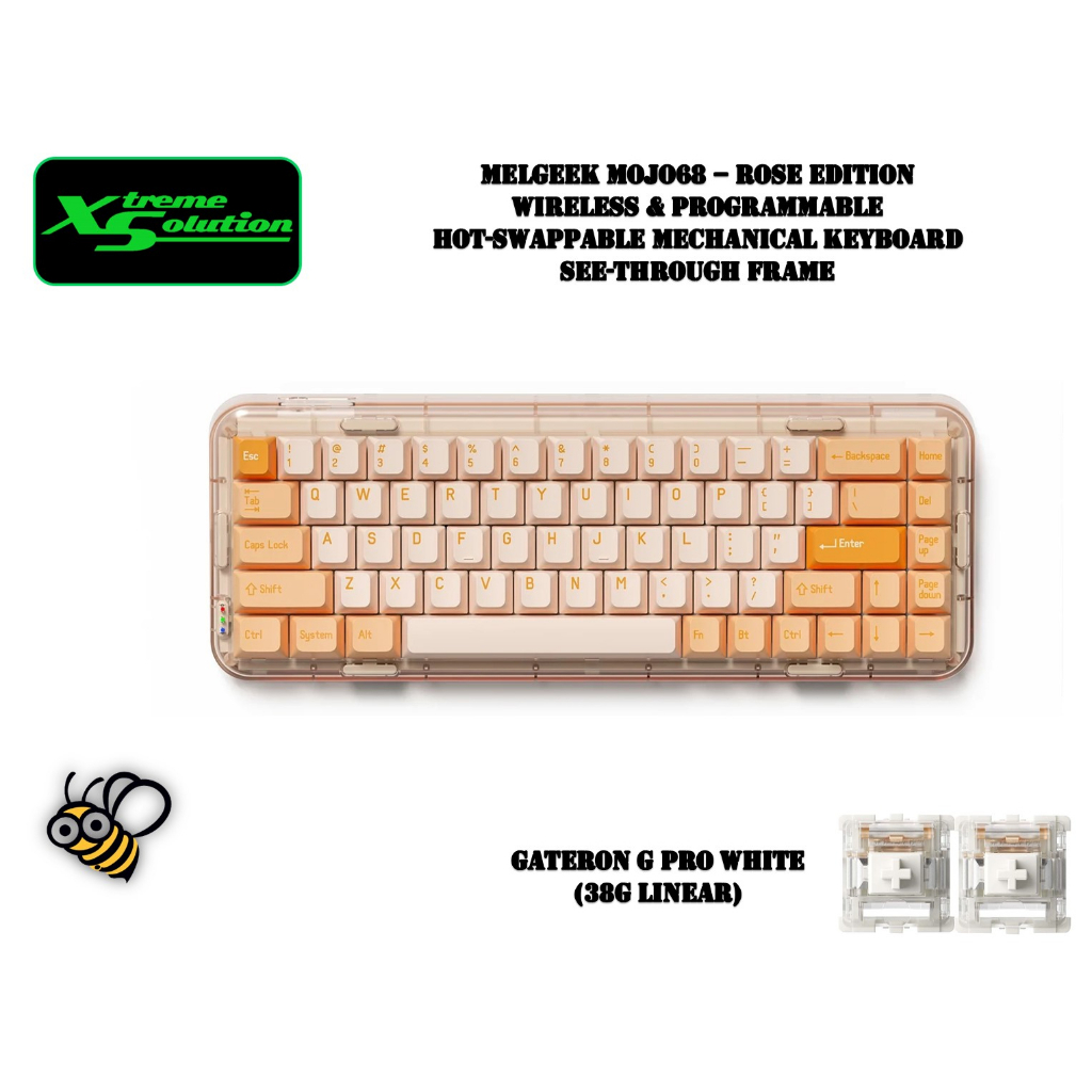 Melgeek Mojo68 Rose Edition - Wireless Hotswappable Mechanical Keyboard ...