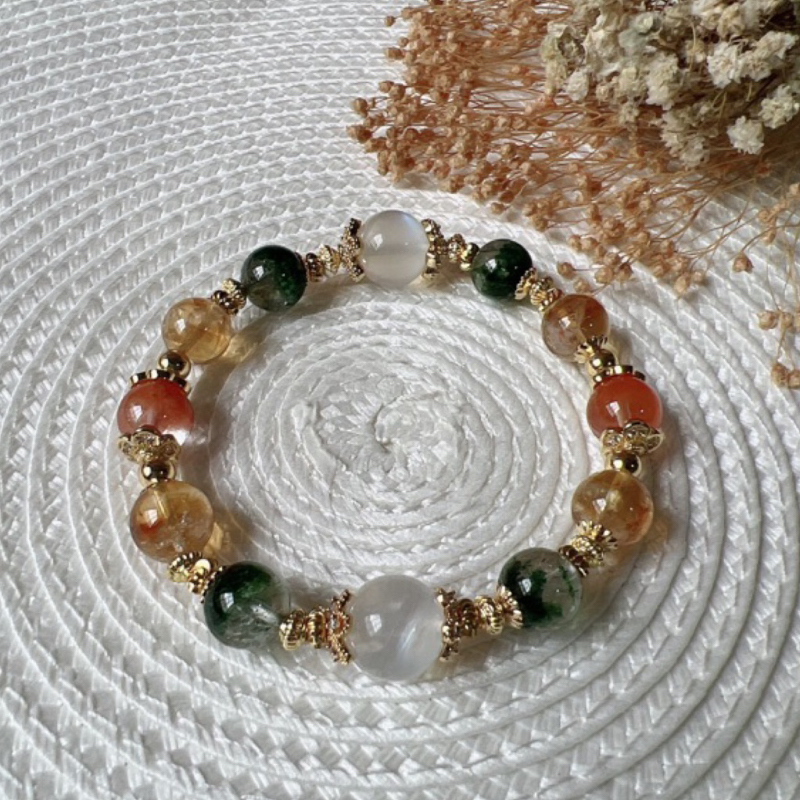Ciana Bracelet (Moonstone, Green Phantom, Citrine, Red Rabbit Hair ...