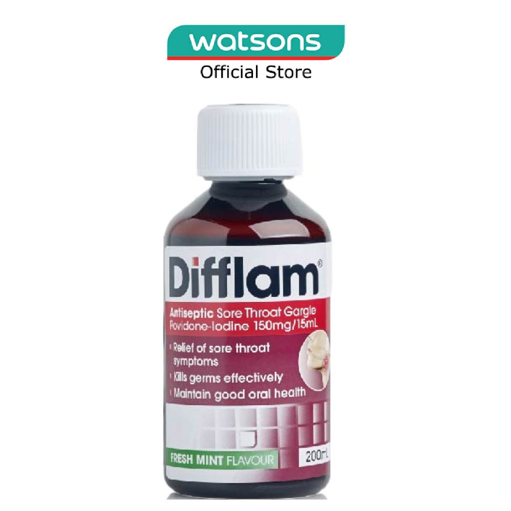 DIFFLAM Antiseptic Sore Throat Gargle (Relief Sore Throat Symptoms + Maintain Good Oral Health ...