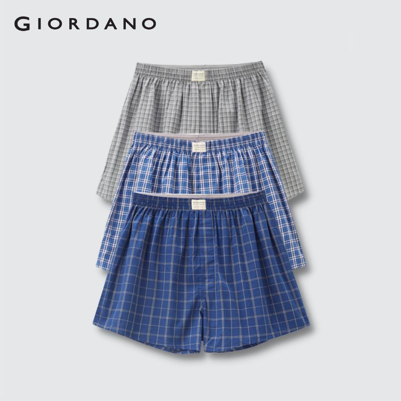 Giordano Men Cotton Poplin 3-piece boxers pack | Shopee Singapore