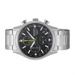 Seiko Chronograph Quartz Black Dial Stainless Steel Bracelet Men Watch ...