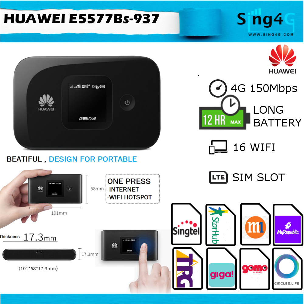 Huawei E5577 e5577Bs-937 Black (3000mAH) 4G 150Mbps Portable MIFI ...