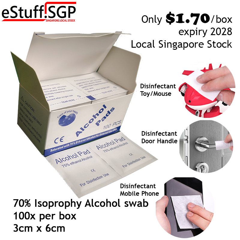 70% Isopropyl Alcohol pad (100x disposal single use swab) 3cm x 6cm ...