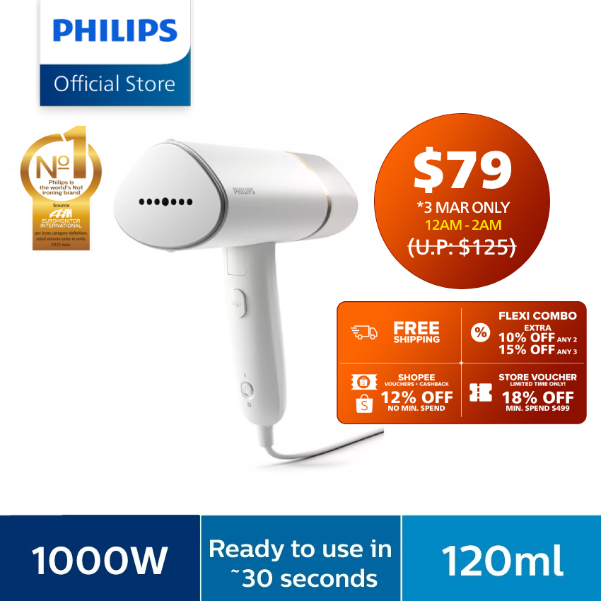 PHILIPS 3000 Series Handheld Garment Steamer - STH3020/16, Portable ...