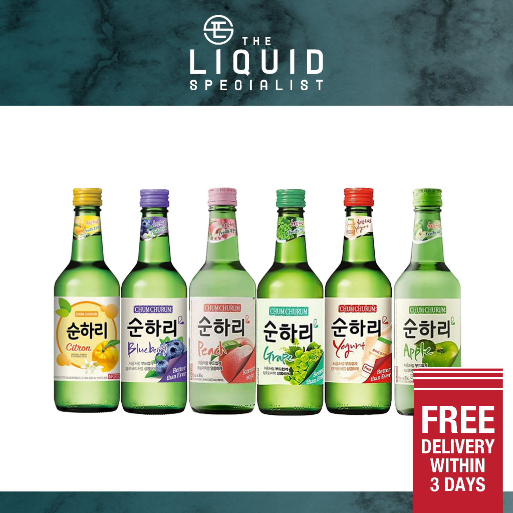 Lotte Chum Churum Soju x 20 bottles (1 carton) x 360ml (Apple/Blueberry ...
