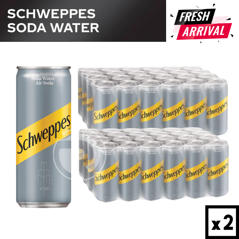 [Bundle of 2] Schweppes Soda Water (320ml x 24 Cans x 2 Cartons ...
