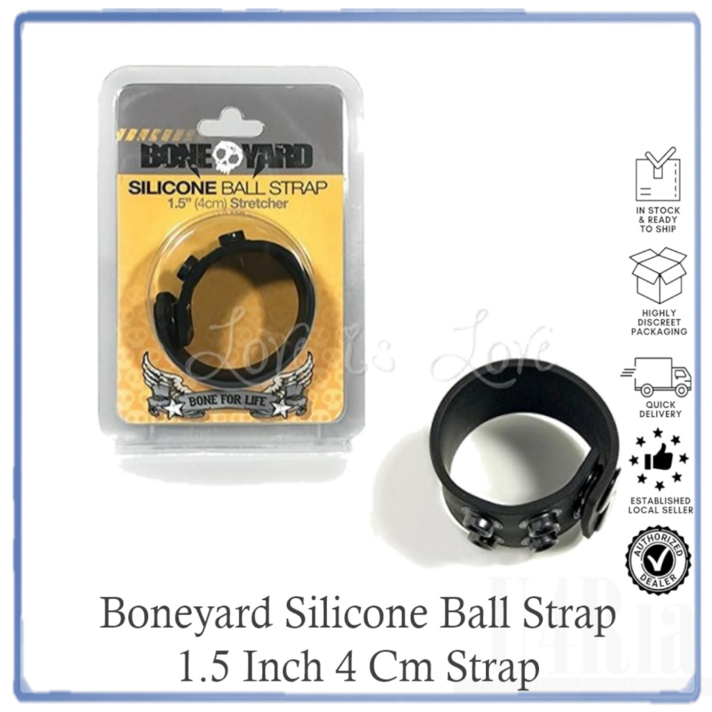 Boneyard Silicone Ball Strap 1.5 Inch 4 CM Stretcher Black (Bone For ...