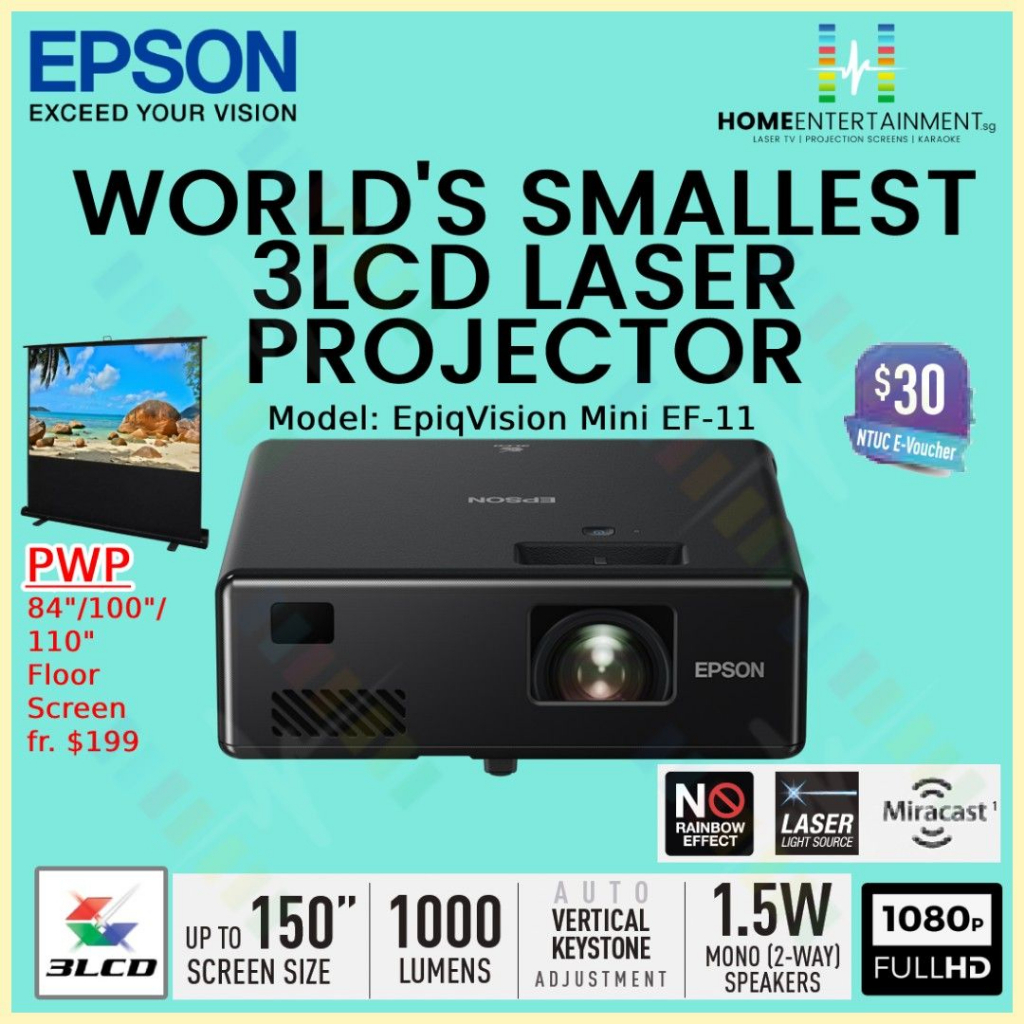 [EPSON SG 3 YEARS WARRANTY] EPSON EPIQVISION MINI EF-11 WORLD'S ...