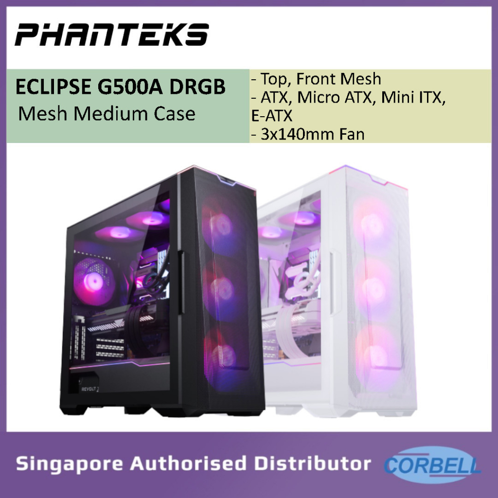 PHANTEKS Eclipse G500A ATX Medium Desktop Case DRGB Tempered Glass ...