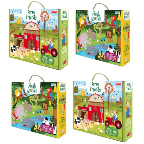 Giant Puzzle + Book : Jungle Animals/Farm Friends (Sassi) | Shopee ...