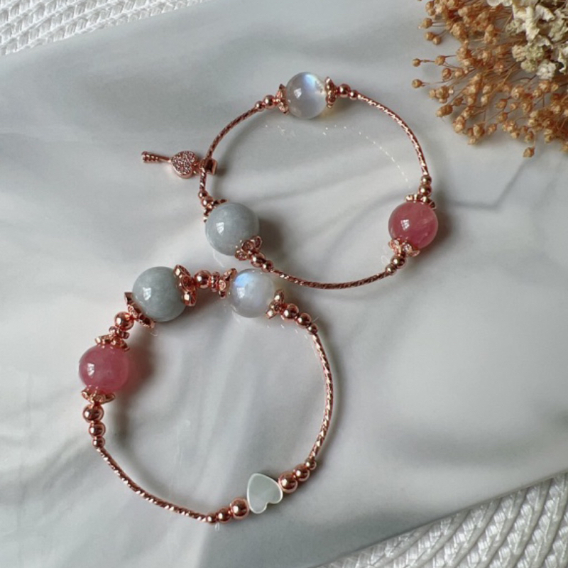 Stellar Bracelet (Lavender Jade, Moonstone, Madagascar Rose Quartz ...