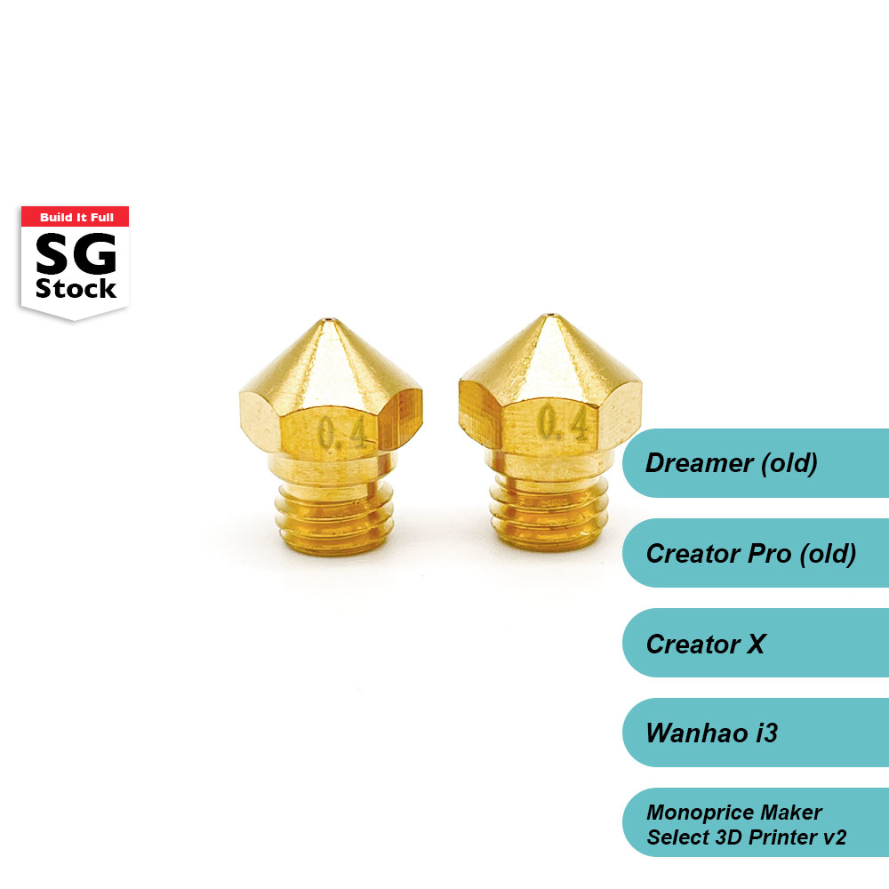 [SG Stock] MK10 Brass Nozzle (2 pcs) for Dreamer / Creator Pro 3D ...