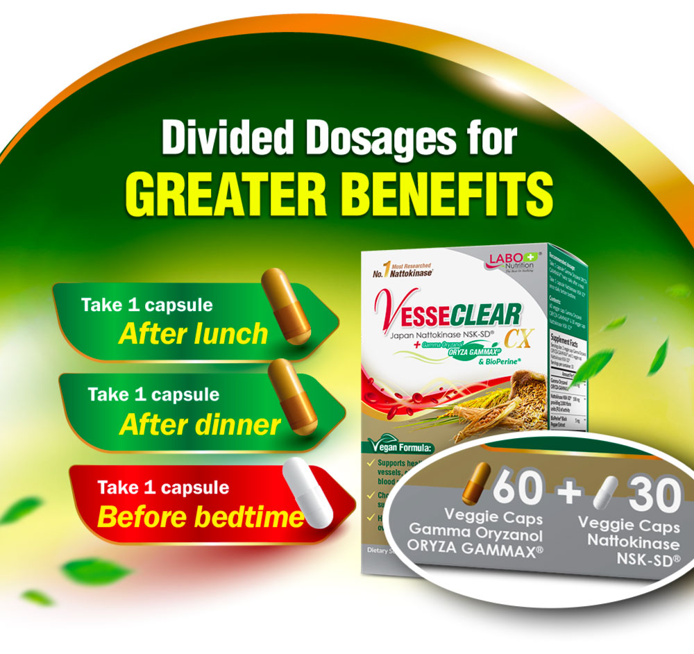LABO Nutrition VesseCLEAR CX Nattokinase, Clean Blood Vessels 60s+30s ...
