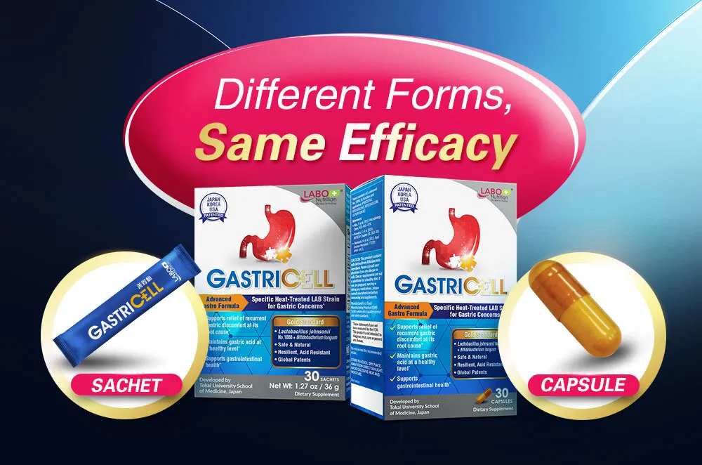 LABO Nutrition GastriCELL 30 Sachets, Eliminate Gastric Symptoms, H. P ...