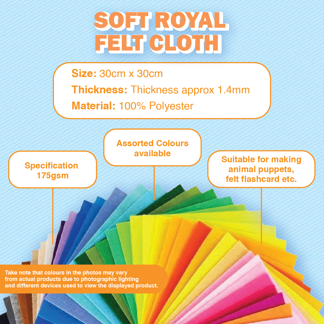 Soft Felt Cloth (30cmx30cmx1.4mm) – Sagacity Art & Crafts