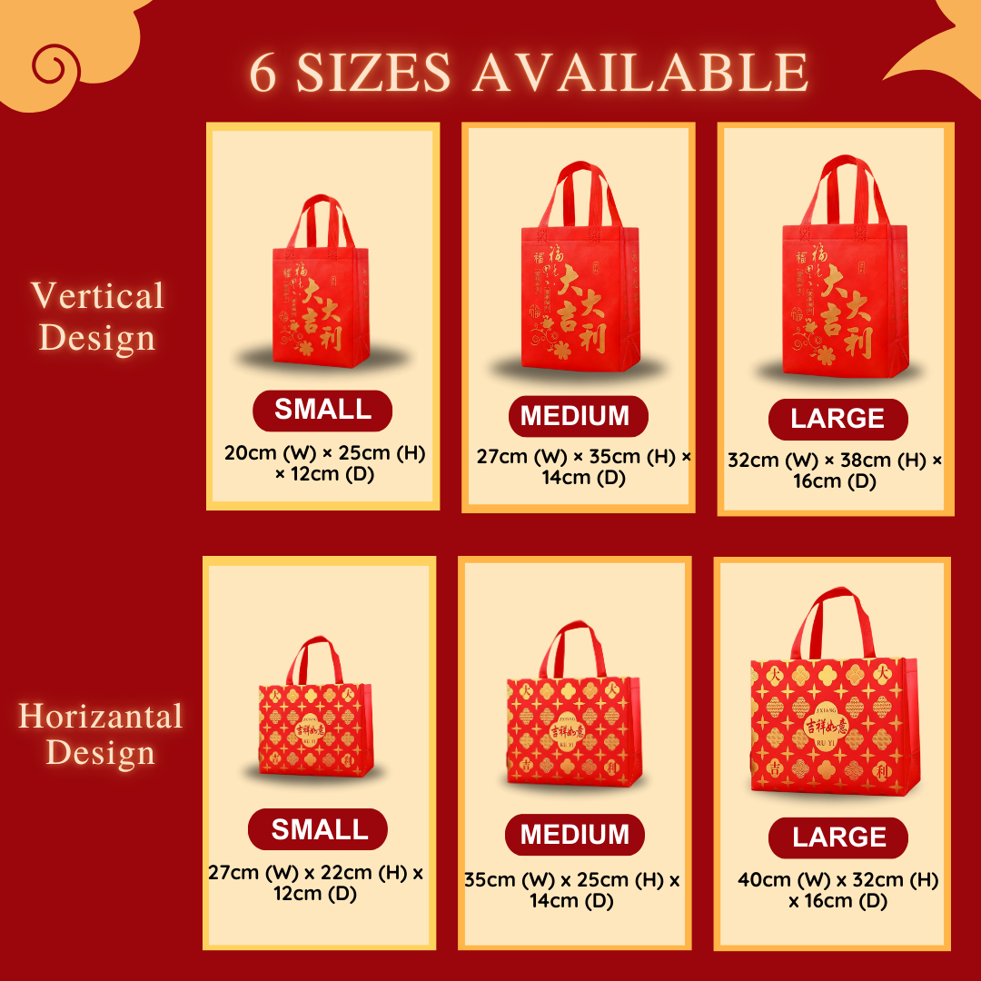 Mixshop CNY Gift Bag Prosperity Tote Bag Waterproof Thick Durable Red ...